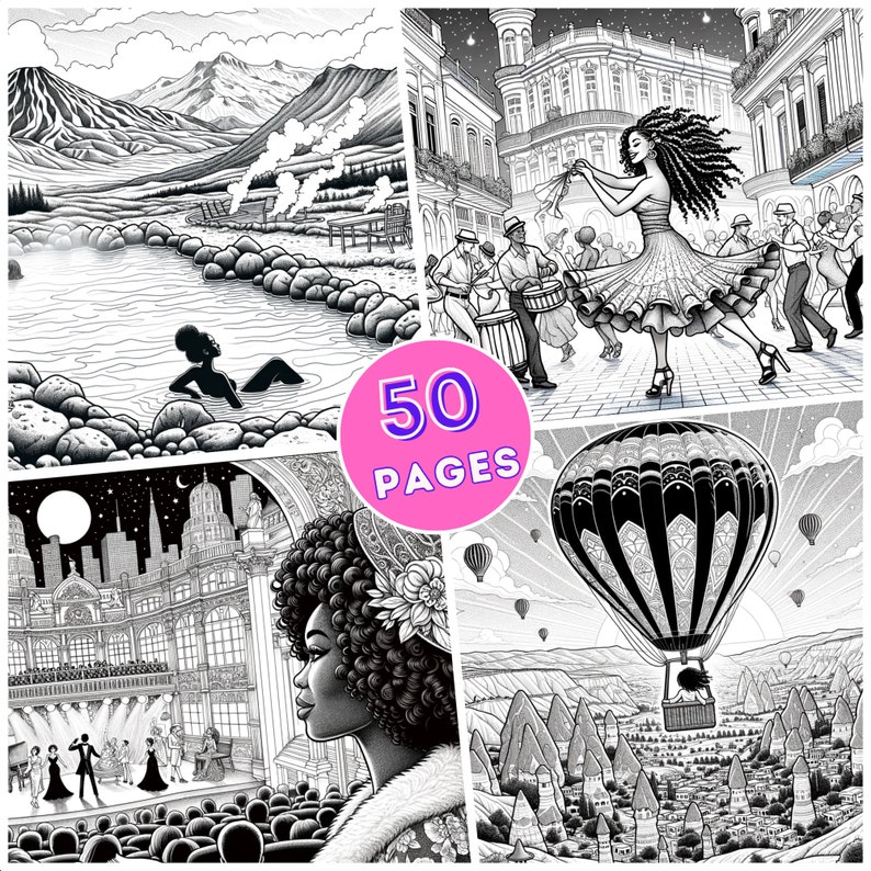 BUNDLE: 50 Beautiful Printable Digital Coloring Pages of Black Women ...