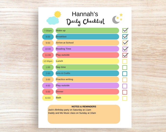 Printable Kids Daily Checklist & Planner | Instant Download | Editable ...