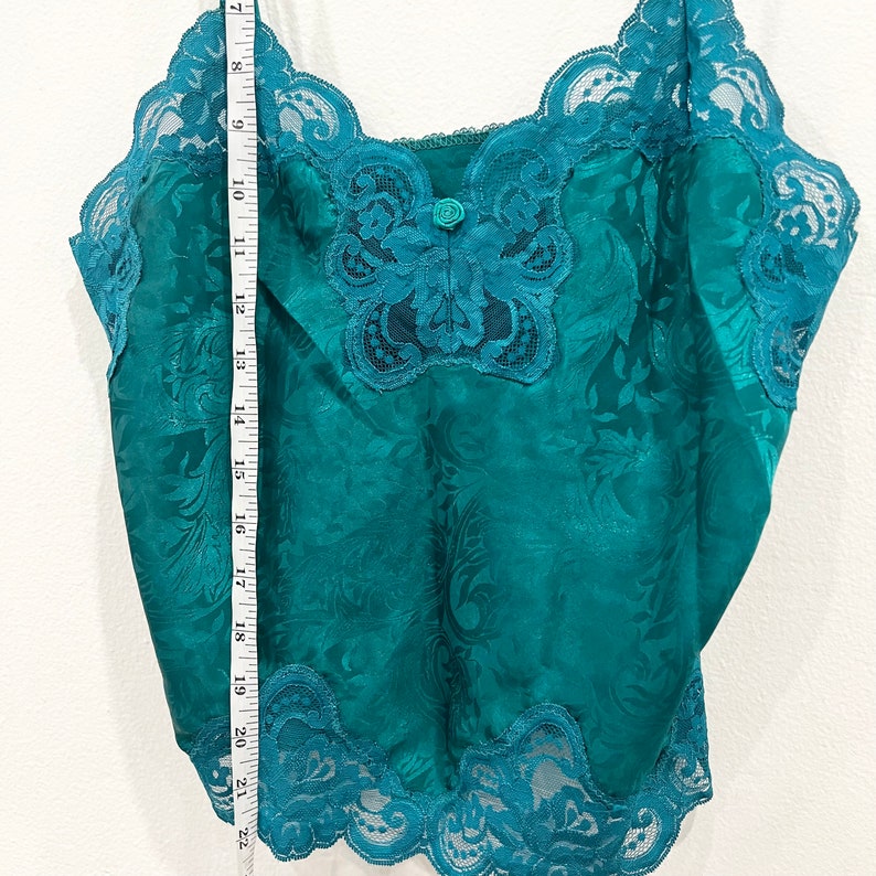 Vintage 1980s Deena Teal Blue Lace Trim Spaghetti Strap Camisole Tank ...