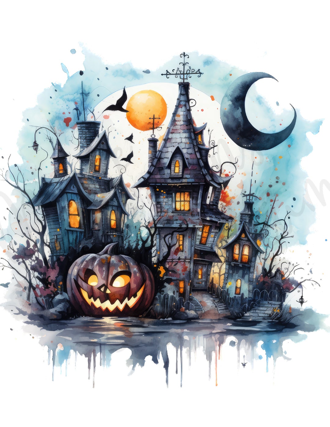 Haunted House - Digital Download PDF, JPG, PNG - Etsy