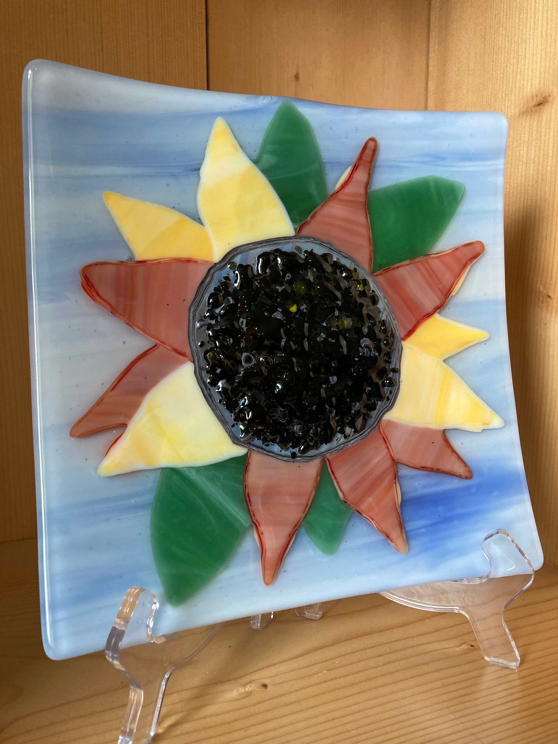 Glass Sunflower Plate - Fused Glass Art - Etsy