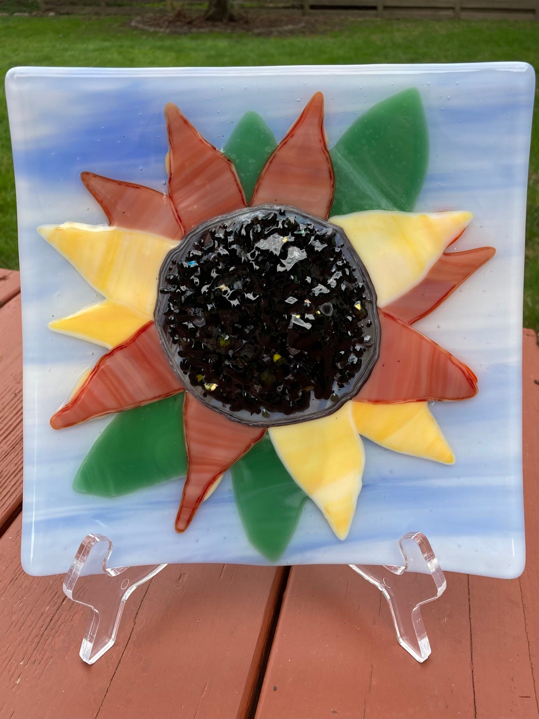 Glass Sunflower Plate - Fused Glass Art - Etsy