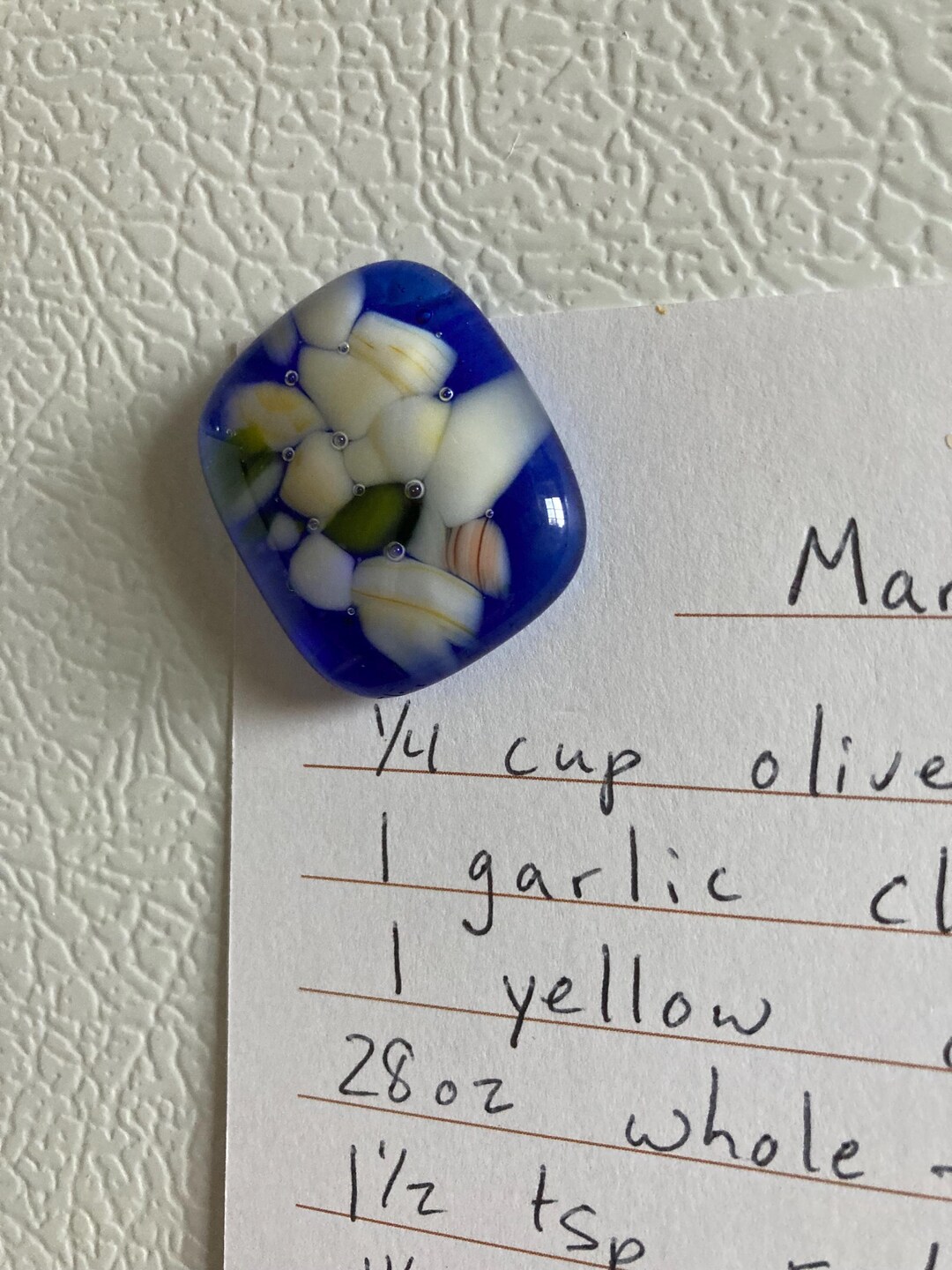 Crushed Glass Magnet - Yellow, White, and Blue Magnet - Etsy