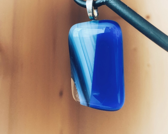 Blue Fused Glass Pendant | Sky Blues Wearable Art | Fused Glass Jewelry ...