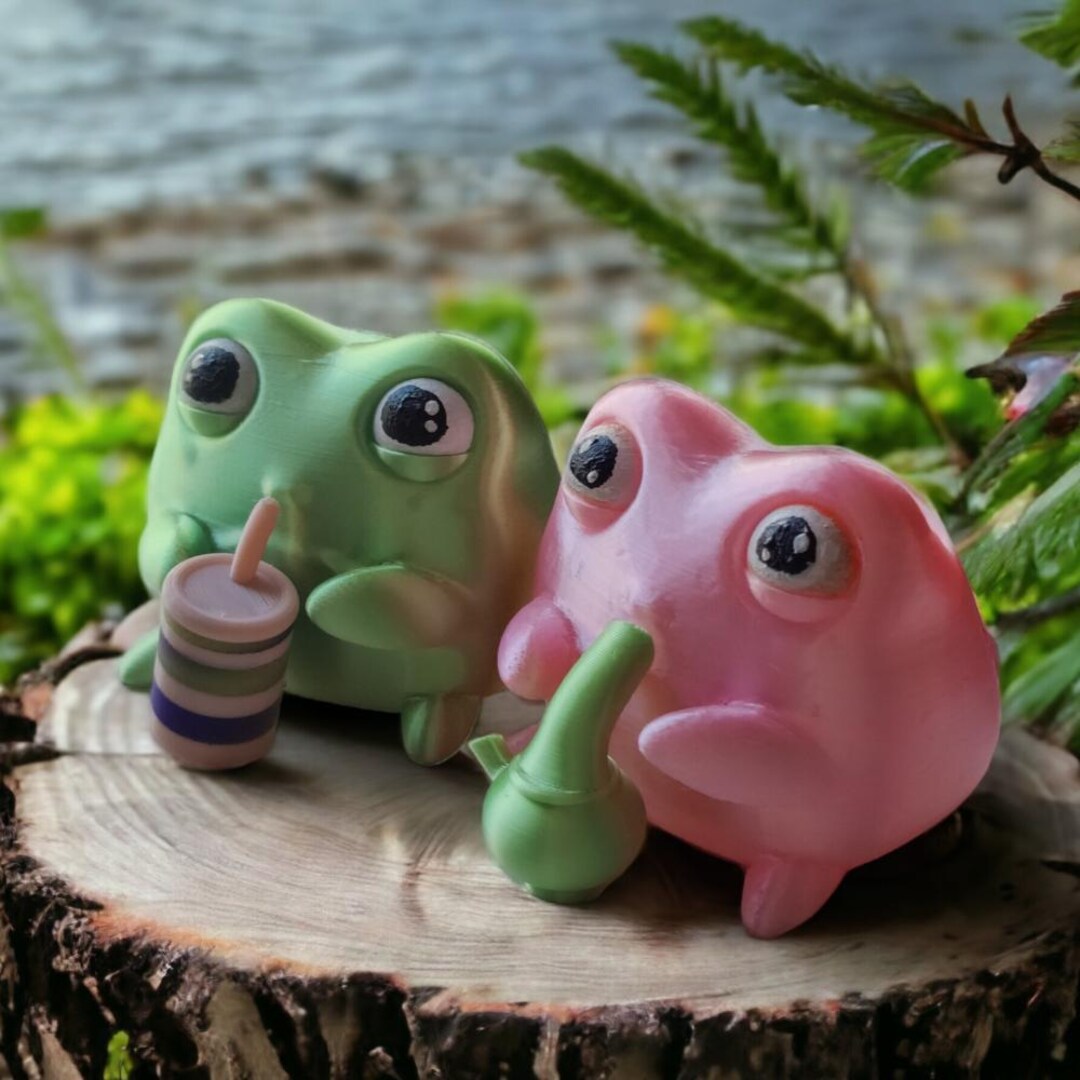 Cute Print Drinking Frog - STL File for 3D Printing, Frog Statue 3d ...