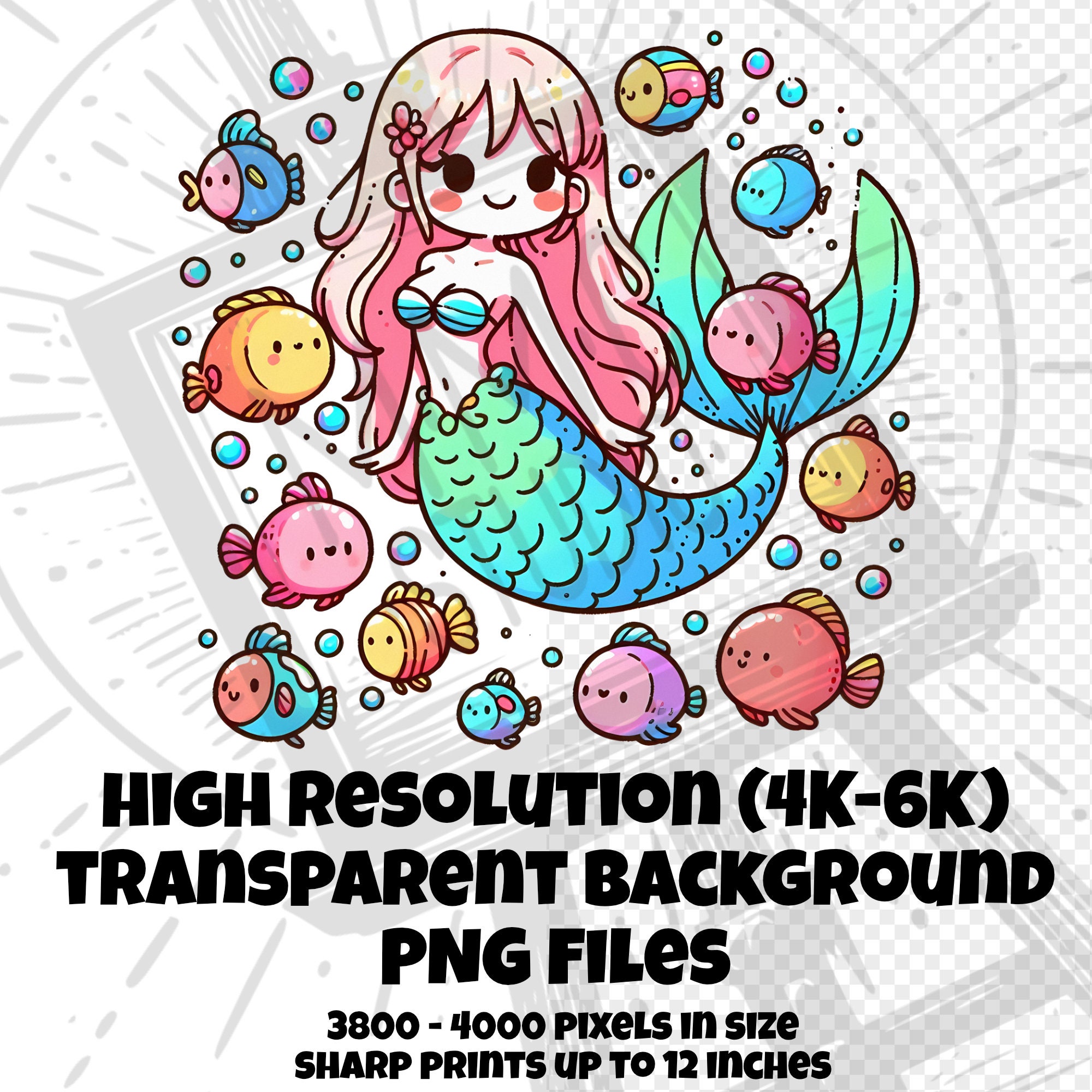 Cute Mermaid Clipart Collection 12 Pack | 300 DPI High Quality | High ...