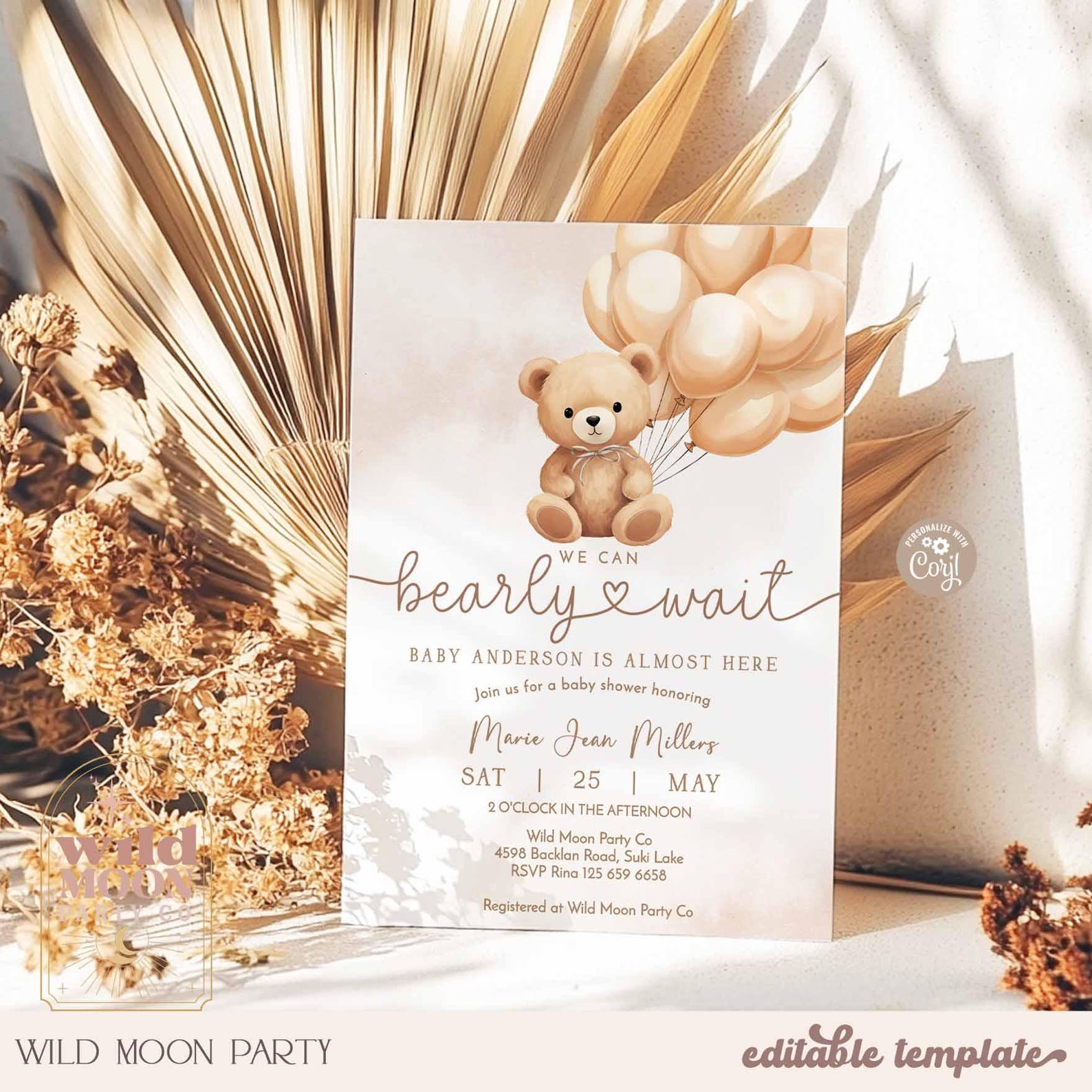 We Can Bearly Wait Baby Shower Invitation: Gender Neutral Bear Invite ...