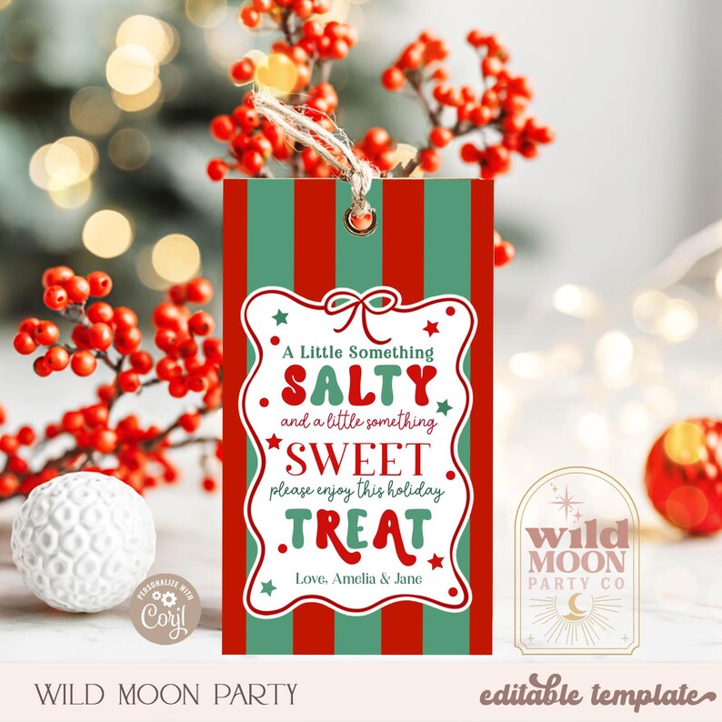 Christmas Holiday Salty Sweet Treat Gift Tags: Pretzels Popcorn Tags ...