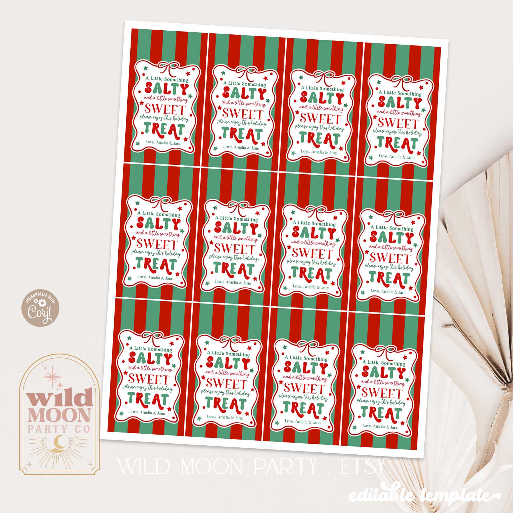 Christmas Holiday Salty Sweet Treat Gift Tags: Pretzels Popcorn Tags ...