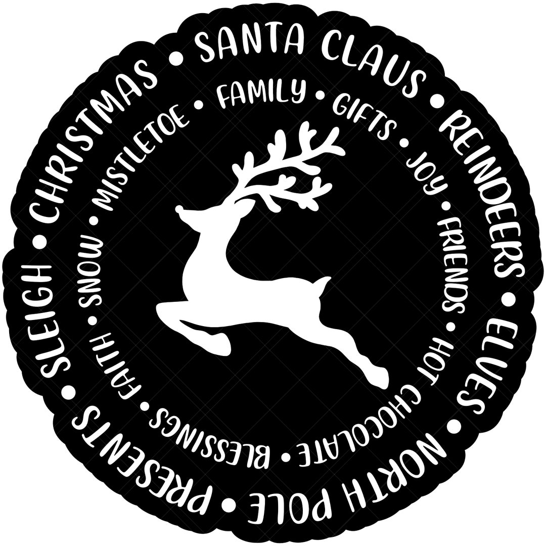Rudolph Reindeer Svg, Merry Christmas Svg, Circle Svg, Round Svg, Mail ...