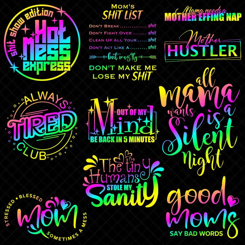Mom Life Quotes Funny Family Bundle SVG PNG EPS Digital Download Print ...