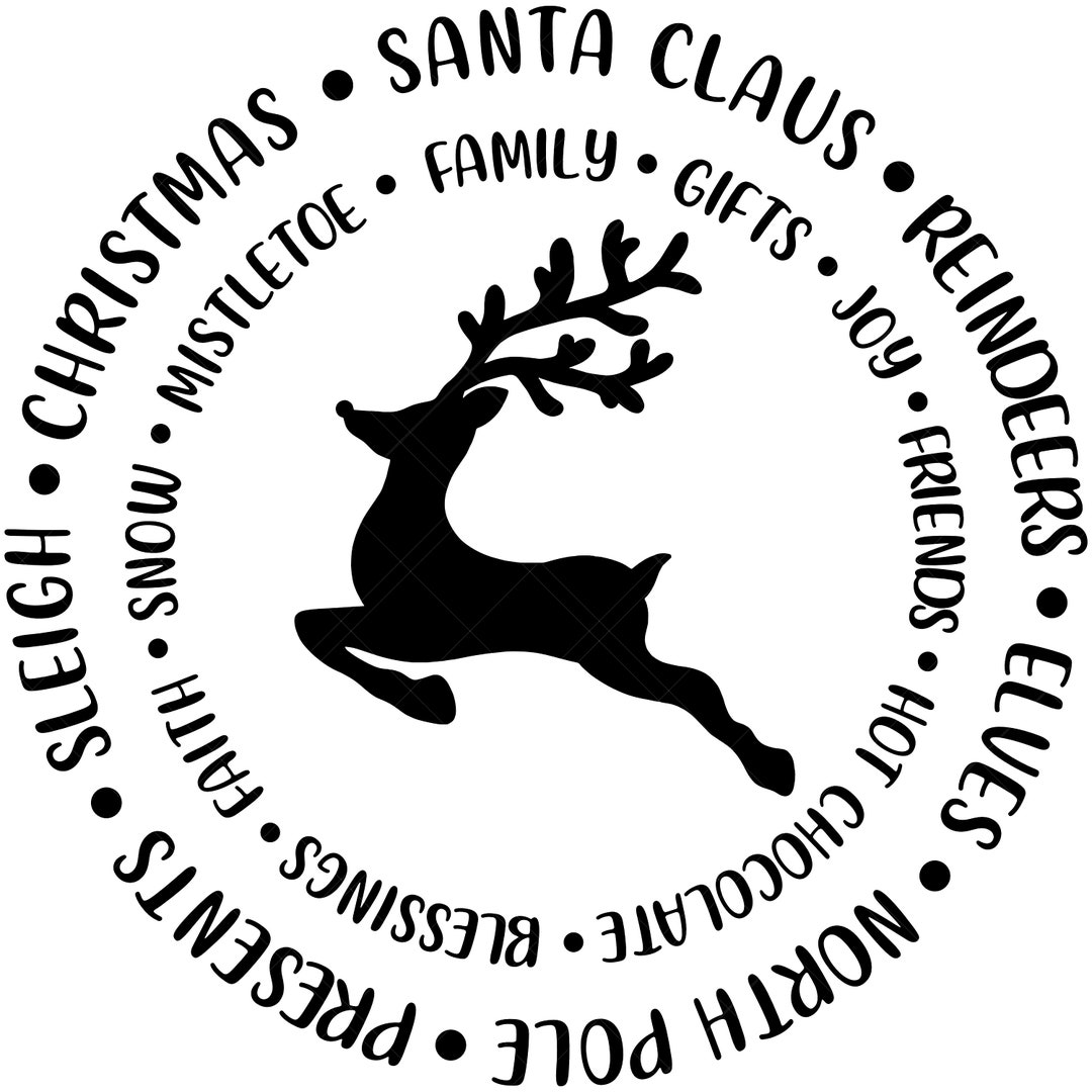 Rudolph Reindeer Svg, Merry Christmas Svg, Circle Svg, Round Svg, Mail ...