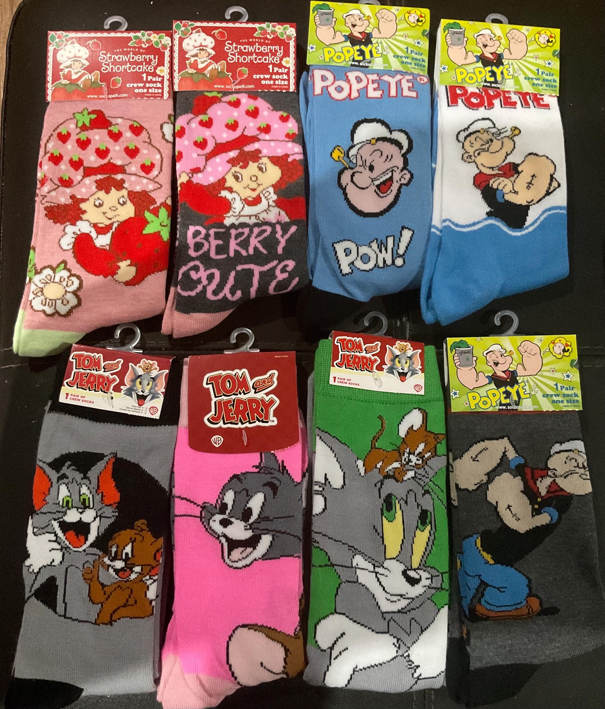80’s Cartoon Socks – Tom and Jerry, Popeye, Strawberry Shortcake & More ...