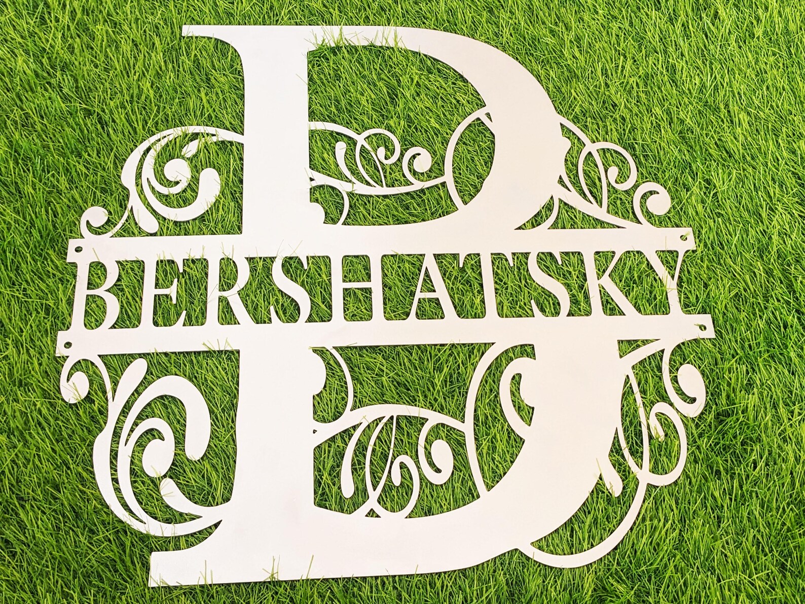 Custom Initial Split Letter Metal Monogram Sign, Laser Cut Name Sign ...