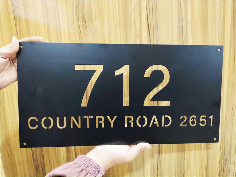 Personalized Modern House Number Sign, Square Metal House Letters ...