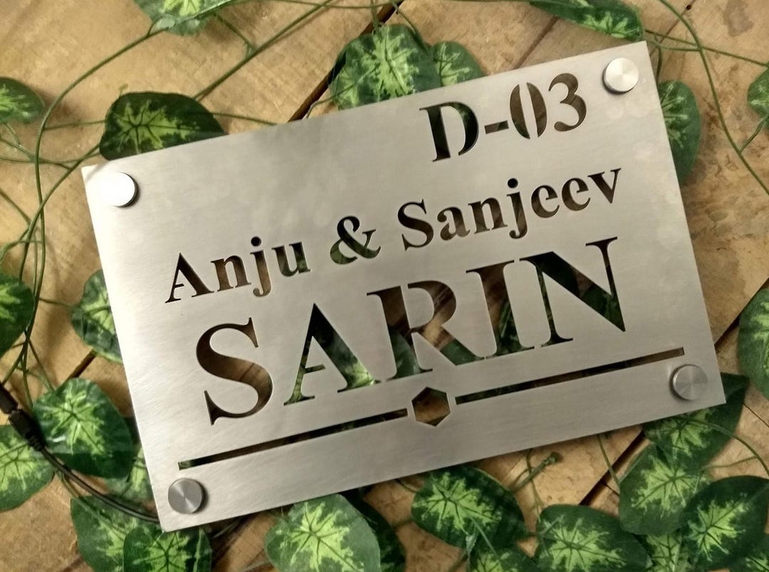 Personalized Rectangular Metal Name Plate, Front Door Sign ...