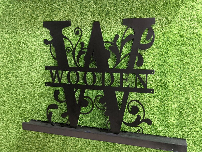Custom Metal Monogram Sign, Split Letter, Family Name Wall Art - Etsy