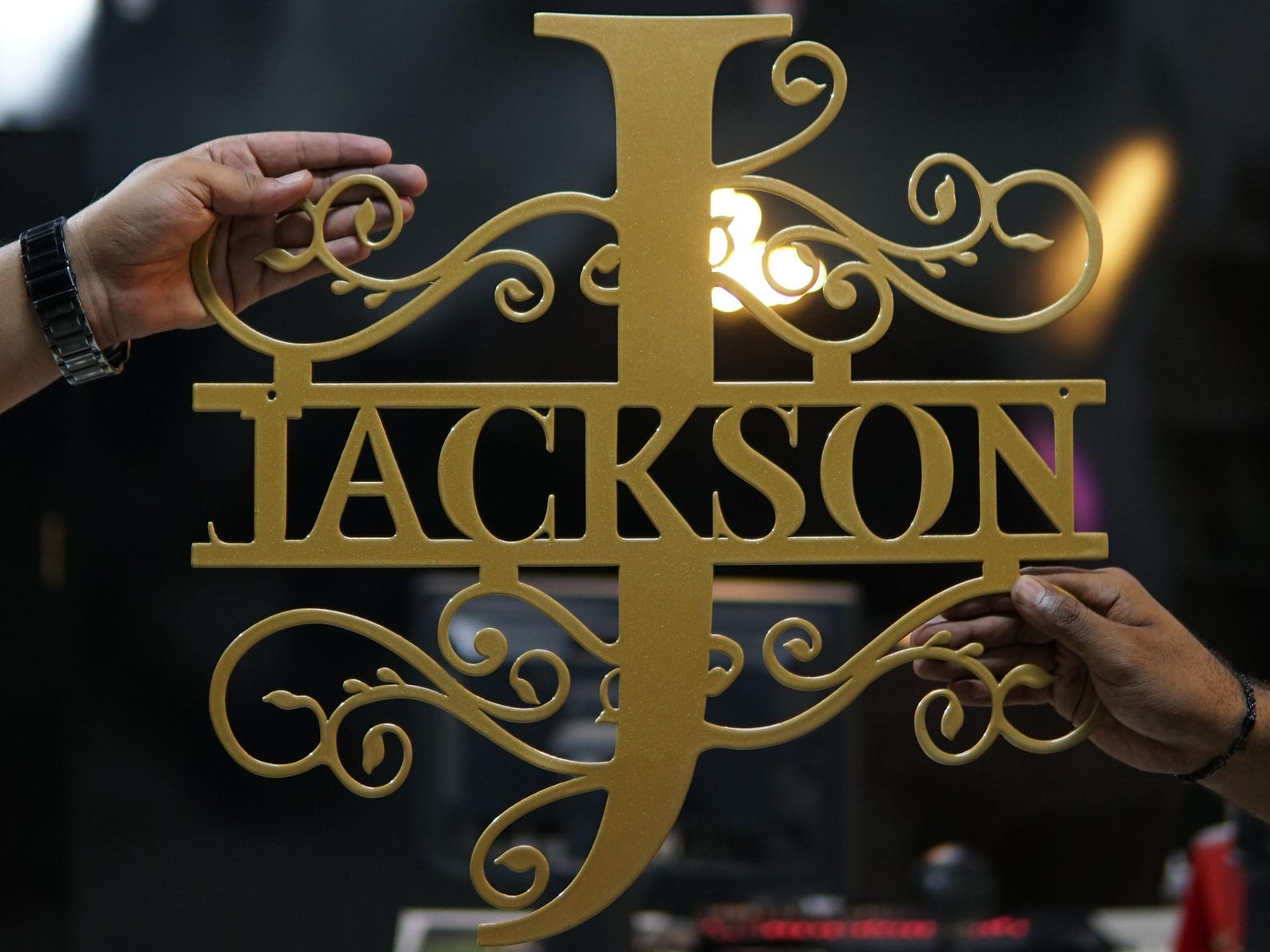 Custom Initial Split Letter Metal Monogram Sign, Laser Cut Name Sign ...