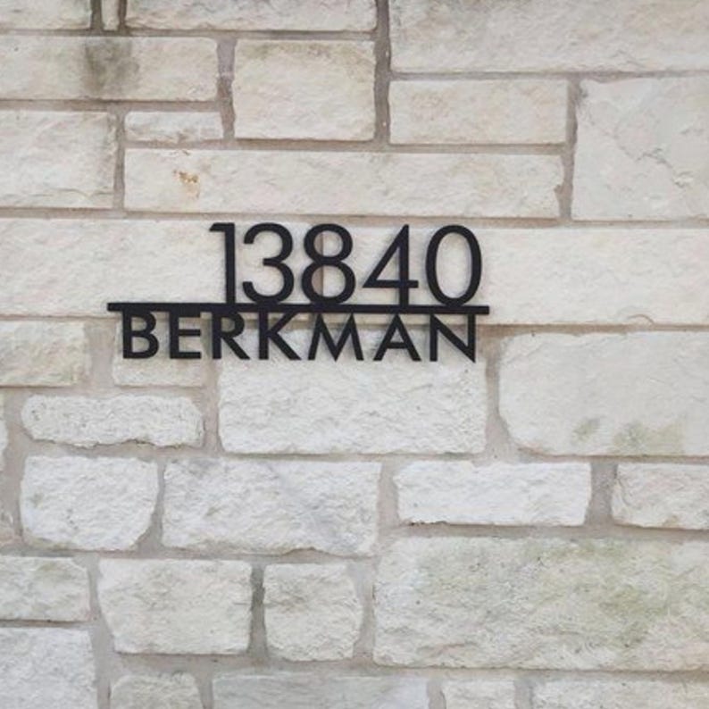 Modern Custom House Number Sign With Name, Square Metal House Letters ...
