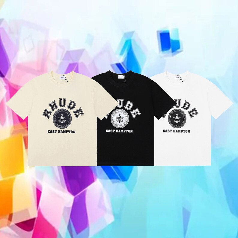 Vintage RHUDE T-SHIRT Stamped Logo,couple High Street Loose Casual ...