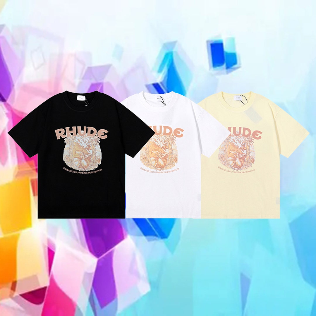 Vintage RHUDE T-SHIRT Stamped Logo,couple High Street Loose Casual ...