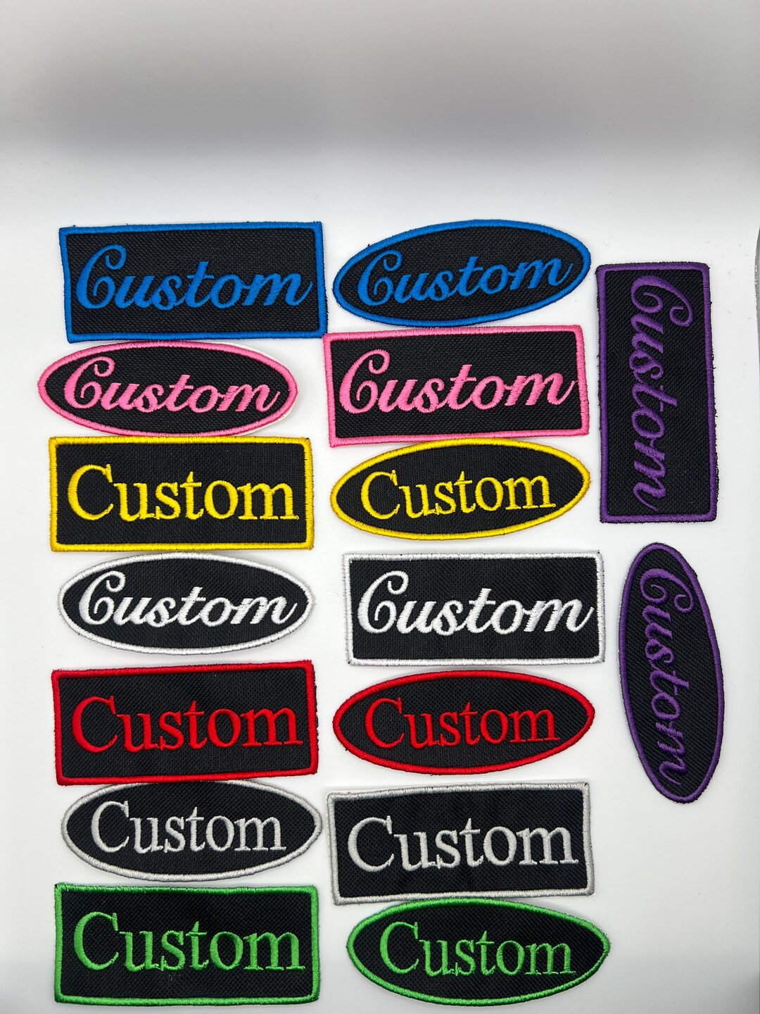 Customised Name Tags Black Canvas Iron on Sew on 10x4cm Rectangle - Etsy