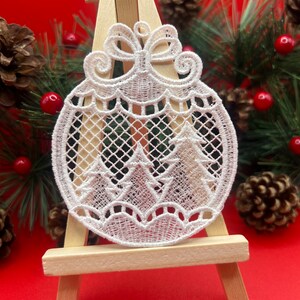 Delicate Lace Embroidered Christmas Ornament - Etsy