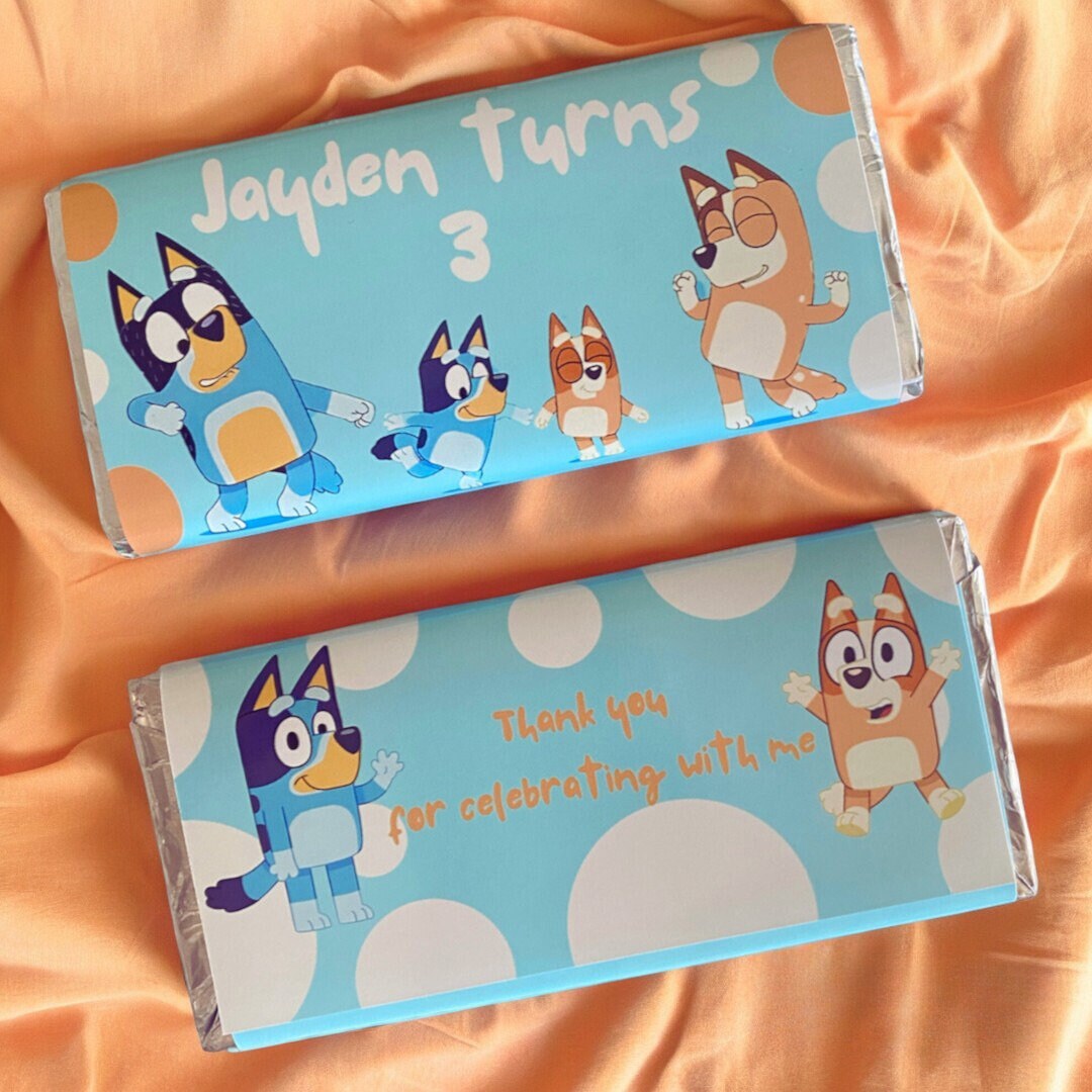Personalised Bluey Chocolate Bar Bluey Themed Party Bluey Party Favour ...