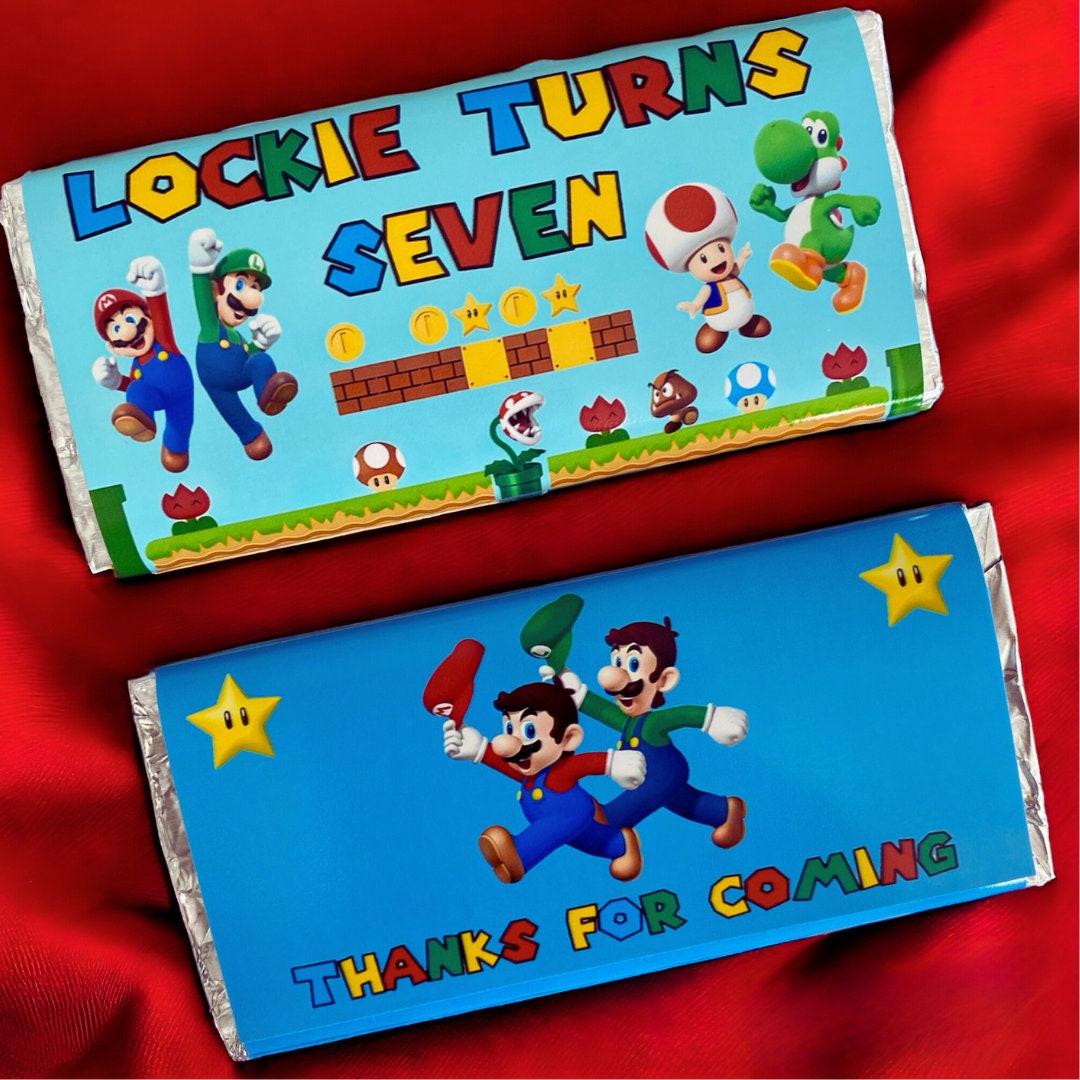 Personalised Super Mario Chocolate Bar Mario Themed Party Mario Party ...