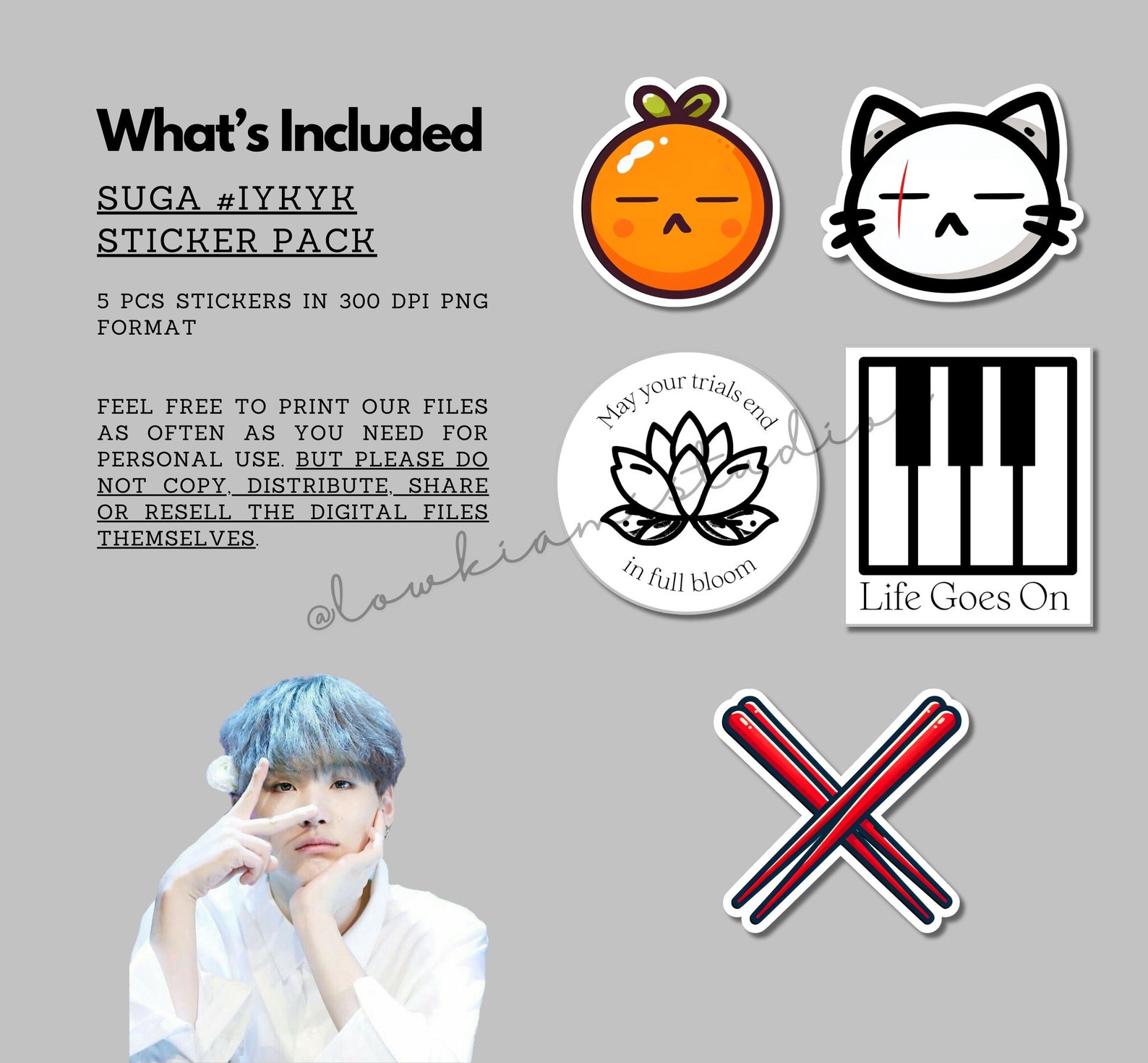 BTS Suga Cute iykyk Stickers Digital Png Files BTS Digital Printable ...