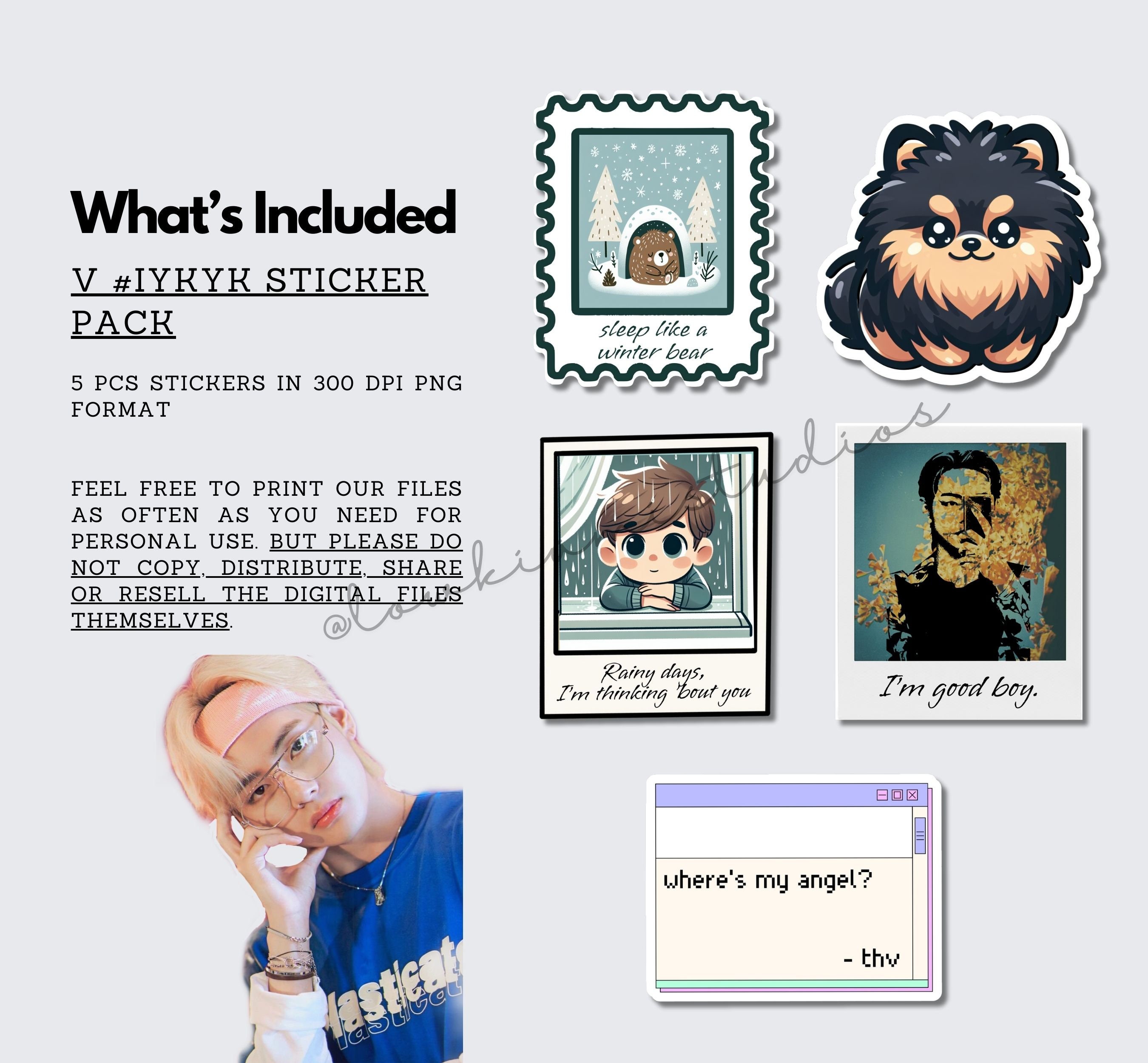 BTS V Cute iykyk Stickers Digital Png Files BTS Digital Printable ...