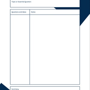 Note Taking Template (cornell Style) - Etsy