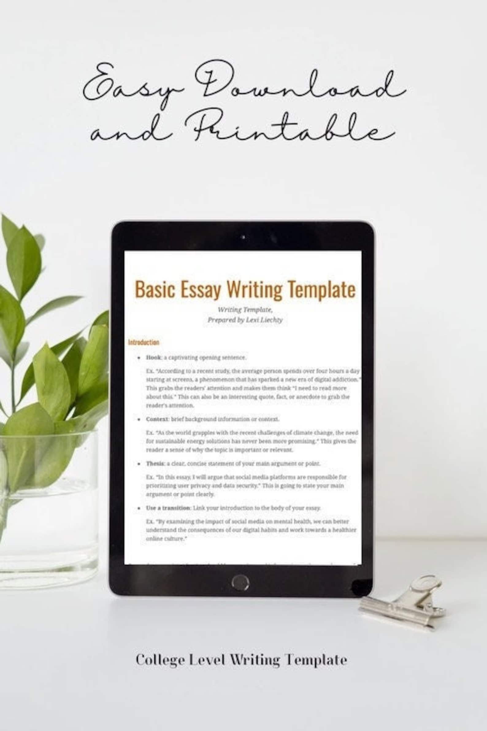 Printable College Essay Writing Template - Etsy