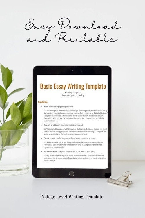 Printable College Essay Writing Template - Etsy