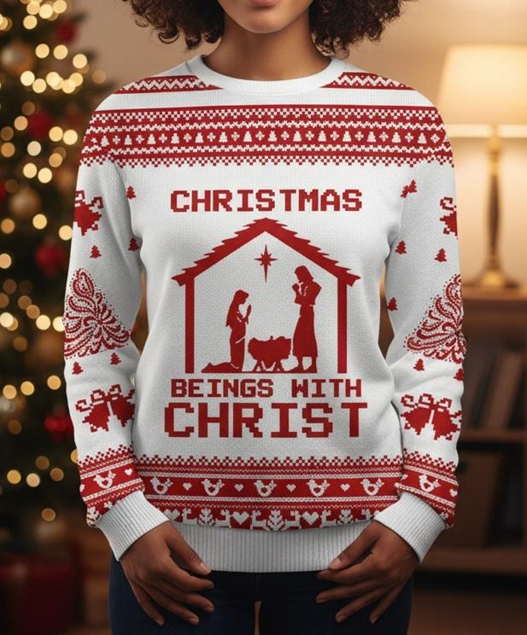 Nativity Ugly Christmas Sweater, Nativity Sweaters, Beings With Christ ...