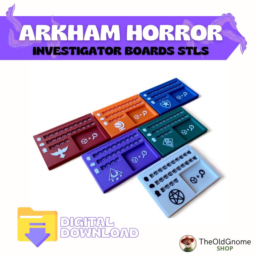 Arkham Horror LCG Investigator Boards | STL Digital Download | 3D ...