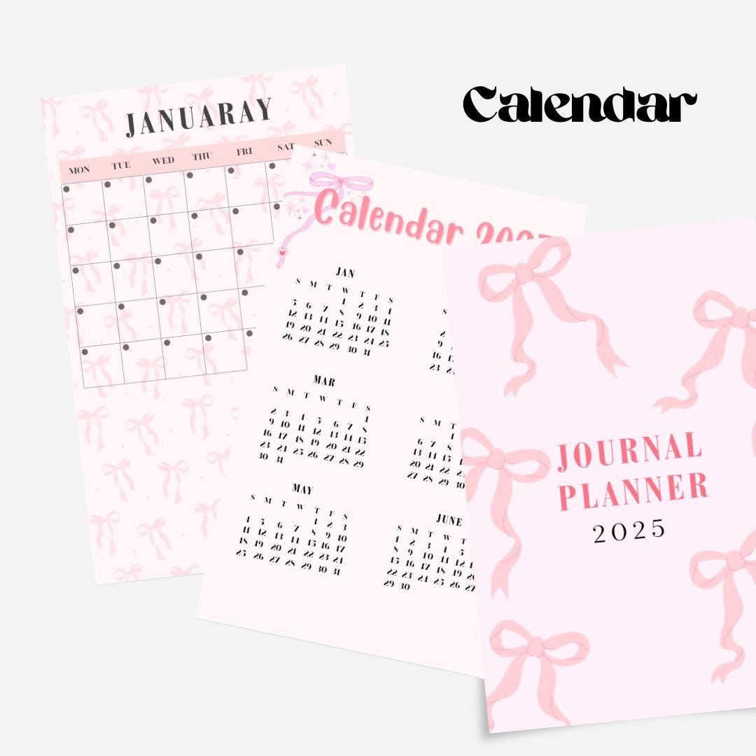 2025 Coquette Digital Monthly Calendar Planner , Canvas , Printable - Etsy