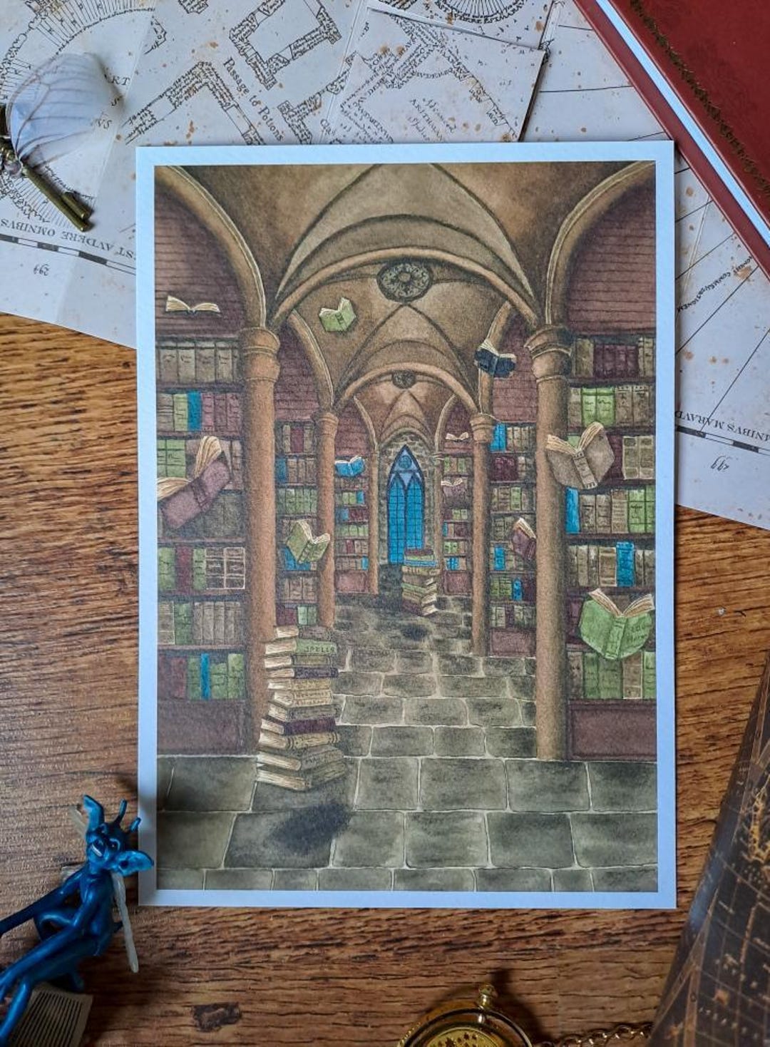 A5 Print - Magical Library - Wizard Library - Etsy