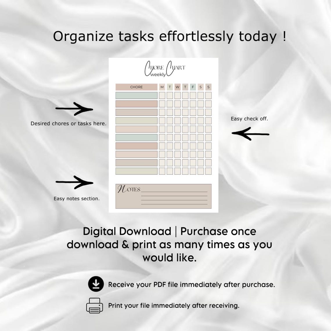 Chore Planner Responsibility Chore Chart for Adults Daily Planner ...