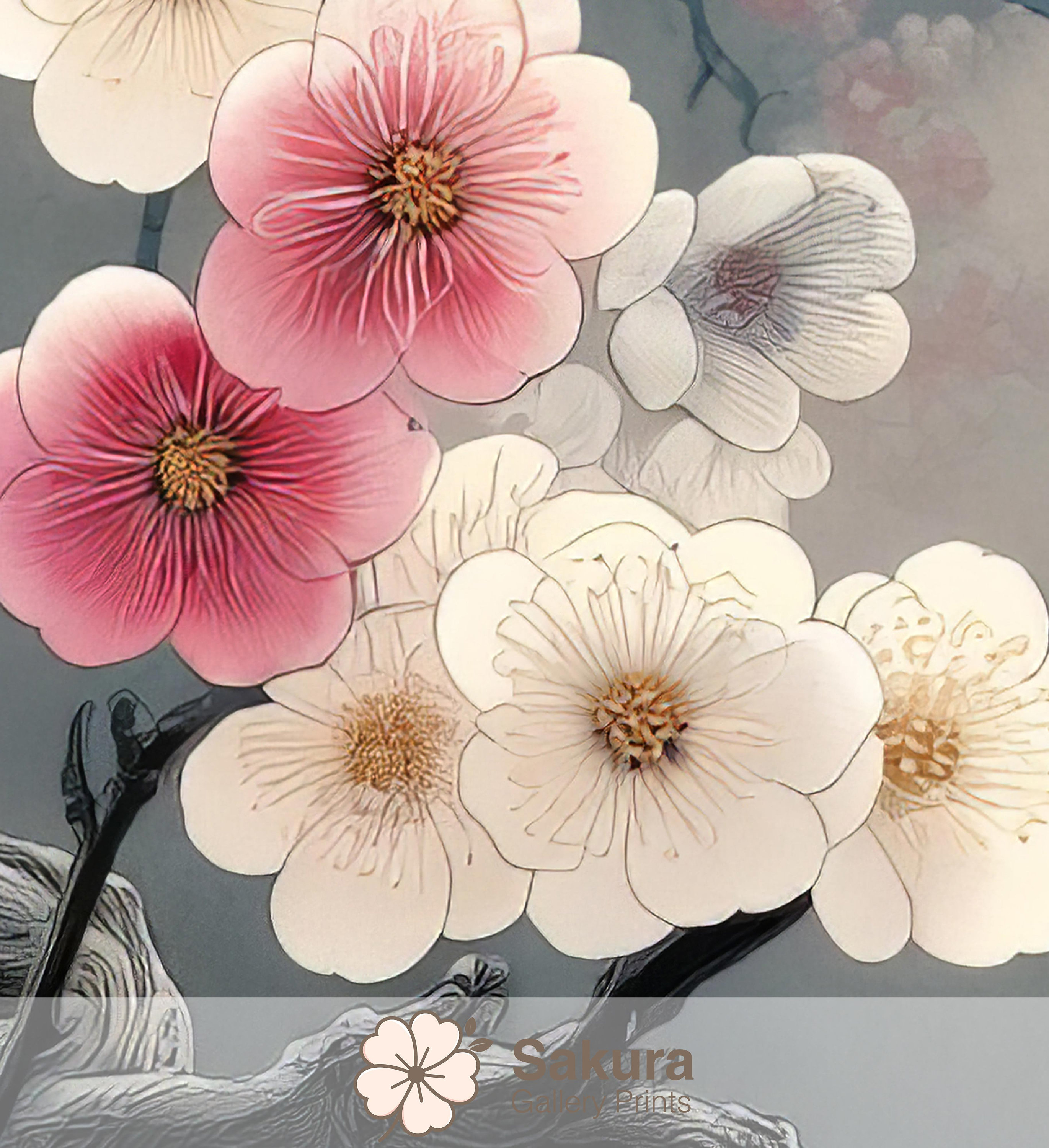Asian Japanese Ume Plum Blossom Ukiyo-e Downloadable Wall Art Painting ...