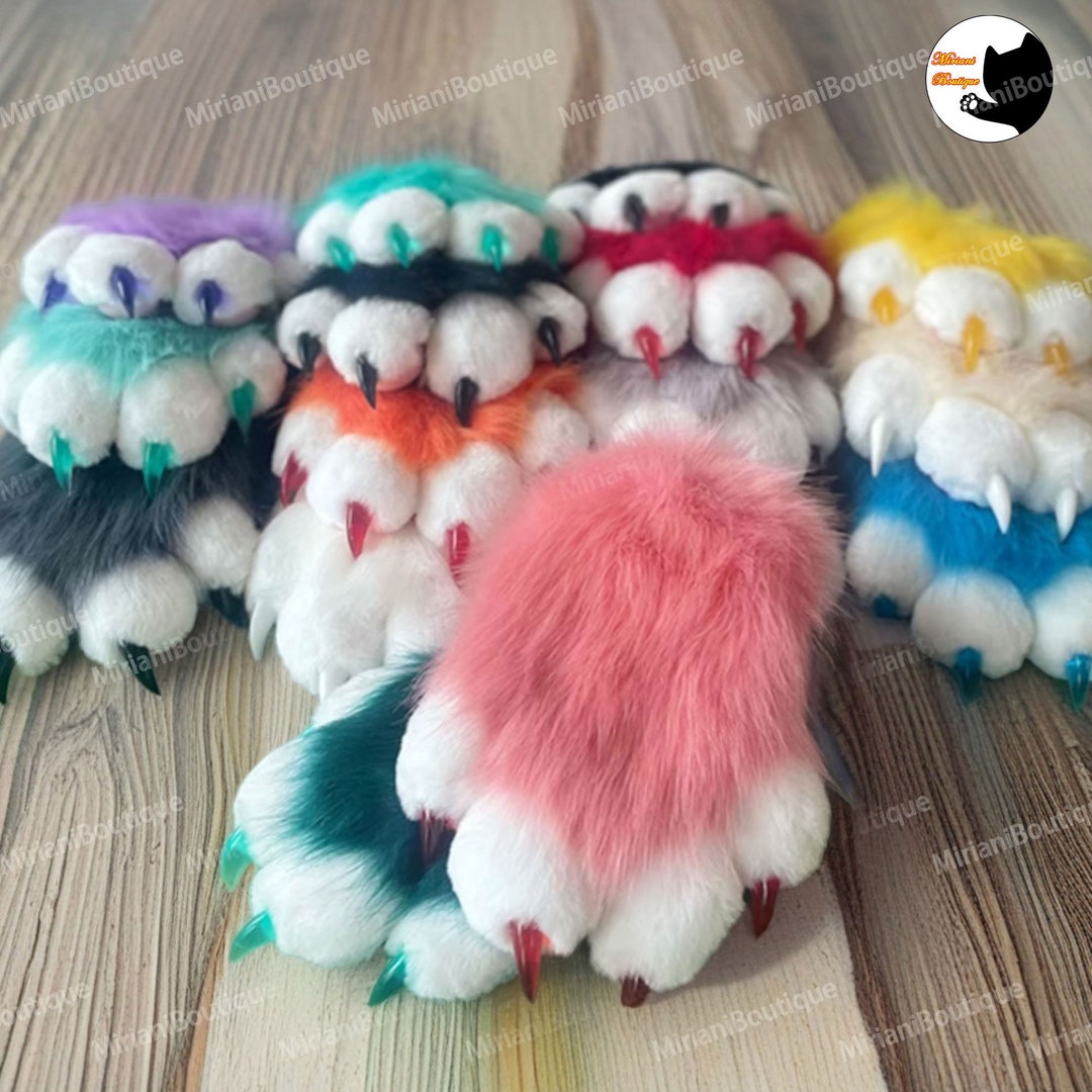 17 Colorsfursuit Furry Cat Paws With Claw, Fursuit Cat Gloves, Cosplay ...