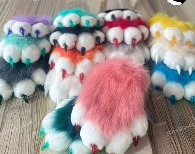 17 Colors！fursuit Furry Cat Paws With Claw, Fursuit Cat Gloves, Cosplay ...