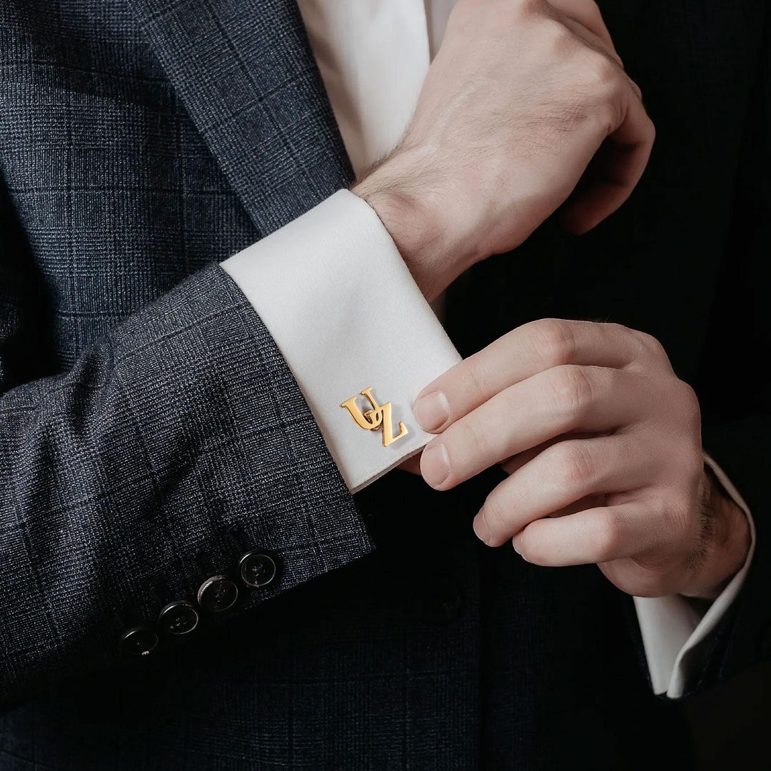 18K Gold Custom Cufflinks, Personalized Name Cufflink, Initials ...