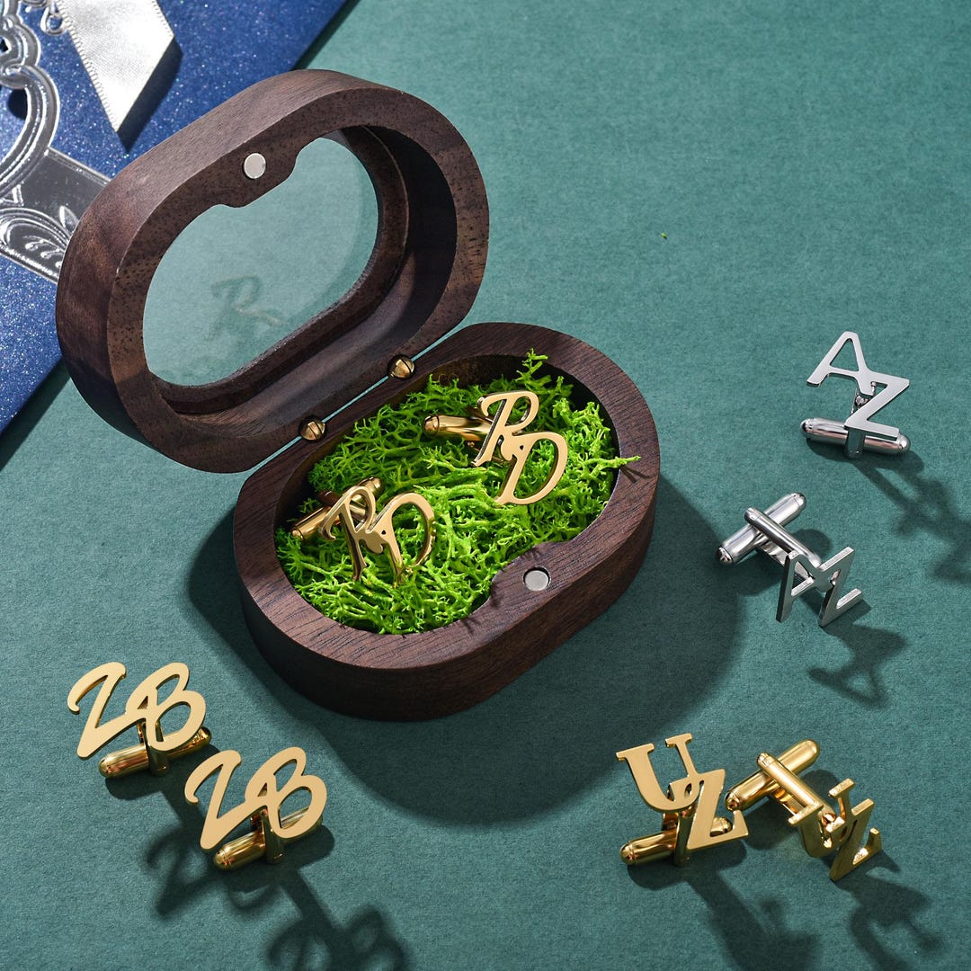 Custom 18K Gold Cufflinks, Personalized Name Cufflink, Initials ...