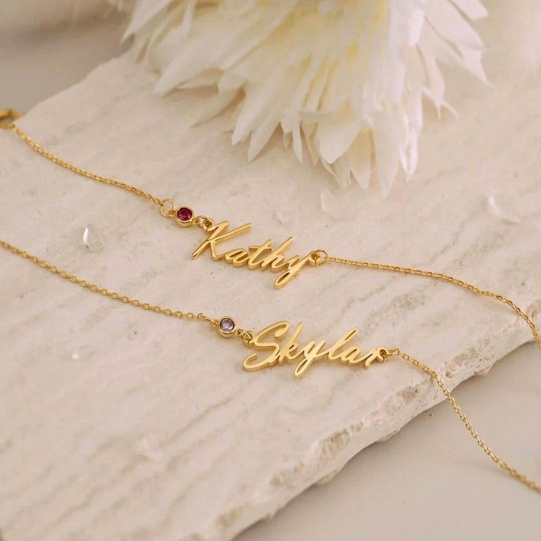 Personalized Name Bracelet: 18K Gold Birthstone Jewelry Gift - Etsy