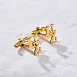 18K Gold Custom Cufflinks, Personalized Name Cufflink, Initials ...