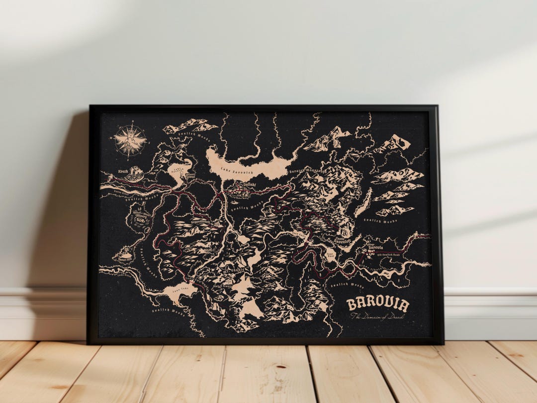 Framed Barovia Map Curse of Strahd Dnd Poster, Dungeons and Dragons ...