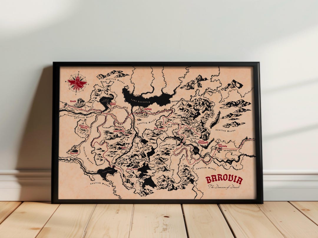 Framed Hand-drawn Barovia Map: Curse of Strahd Ravenloft Dungeons and ...
