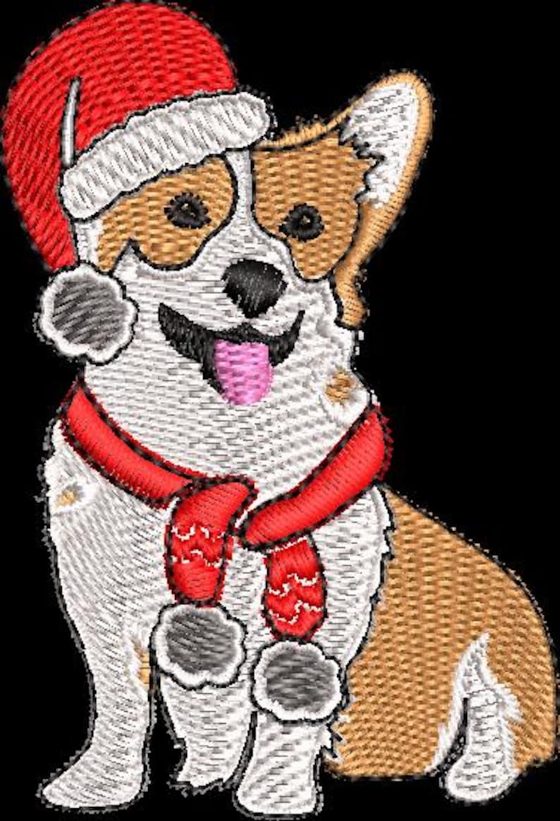 Corgi in Santa Costume Embroidery Design | Festive Dog Embroidery File ...