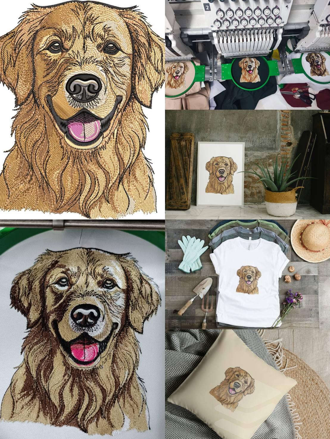 Golden Retriever Embroidery Design, Dog Embroidery Design, Machine ...